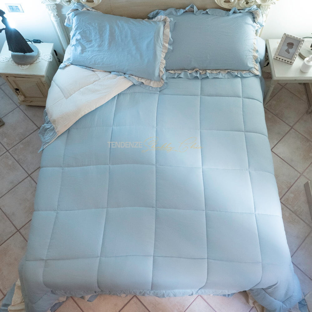 Trapunta Matrimoniale Cloud Rouches Double face con frill e federe ...