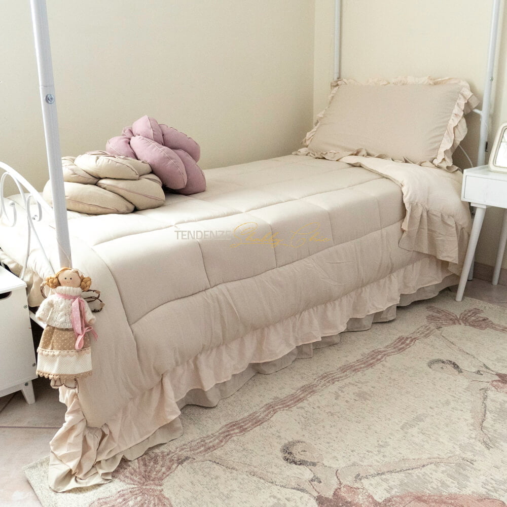 Trapunta Singola Cloud Rouches Double face con frill e federa Avorio e ...