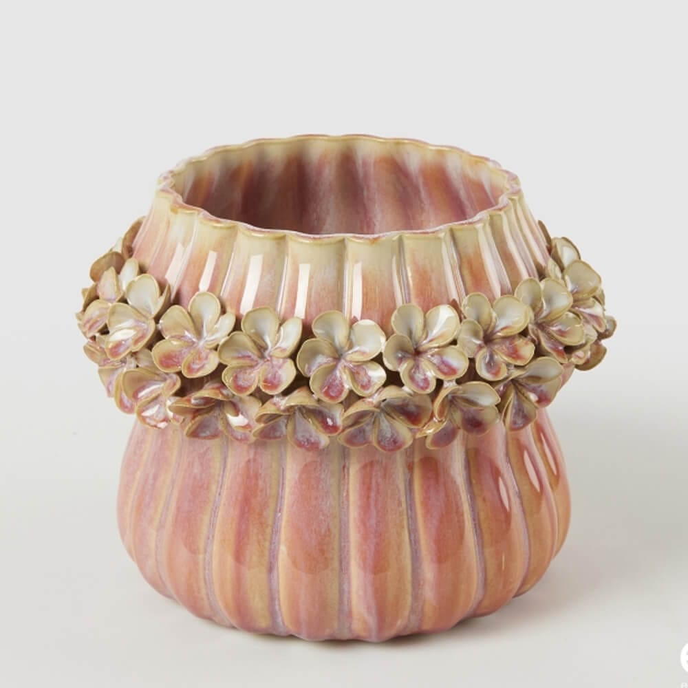 EDG Vaso Floreale in ceramica rosa perlata D 19 cm