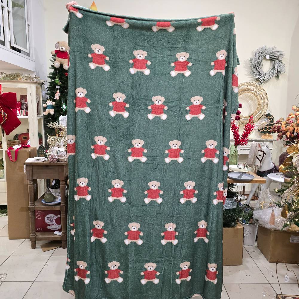 L'Atelier 17 Plaid natalizio verde Teddy 155x205